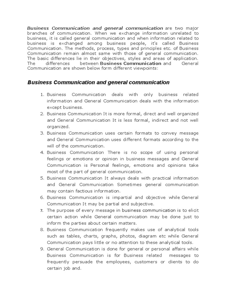 Business Communication and General Communication Edited | PDF ...