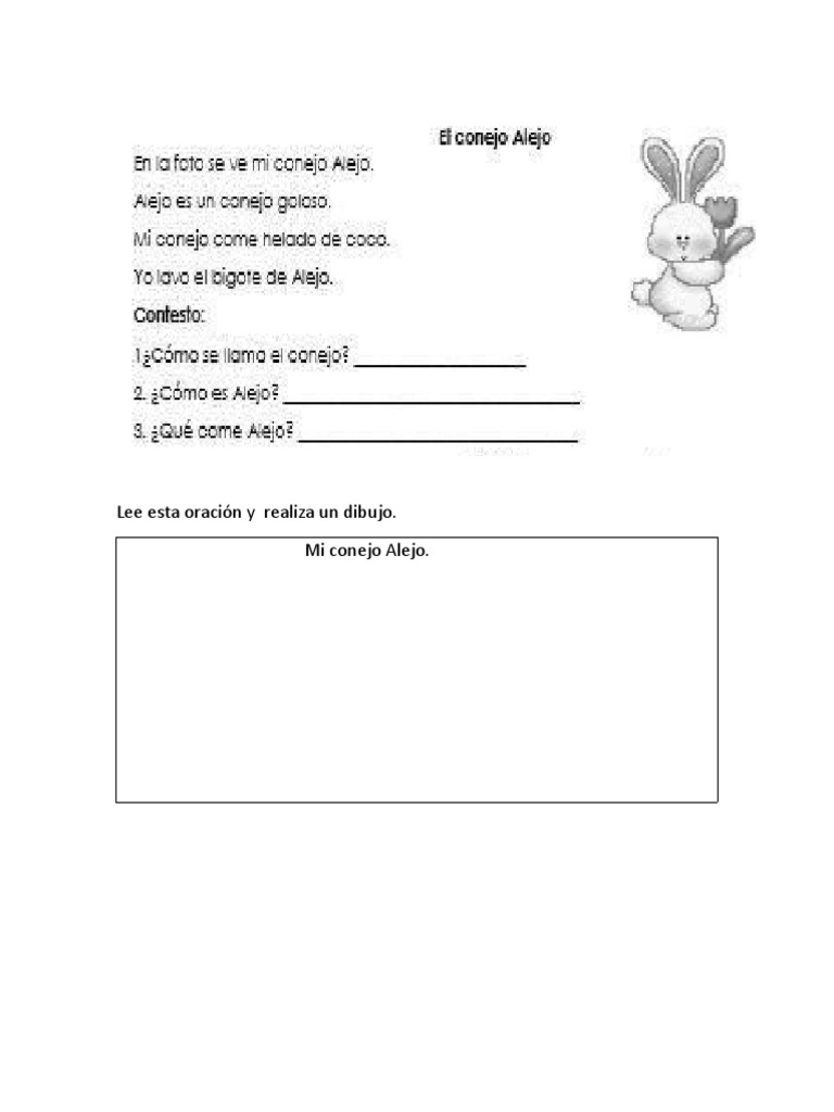 Comprensión Lectora Mi Conejo Alejo | PDF