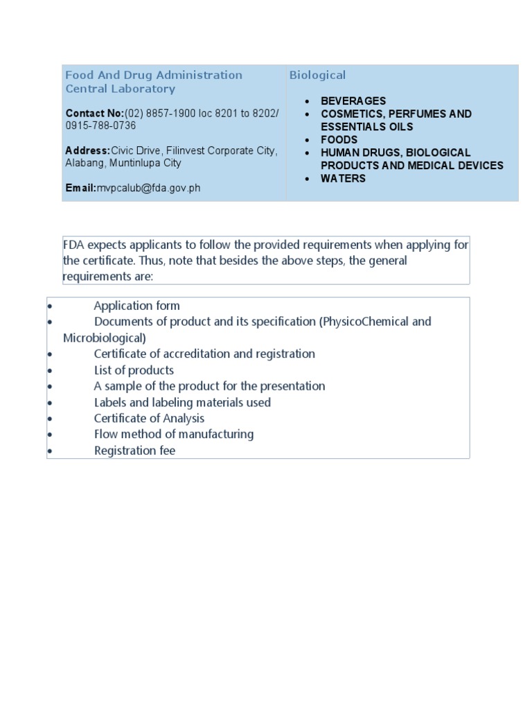 FDA Application Requirements Guide | PDF