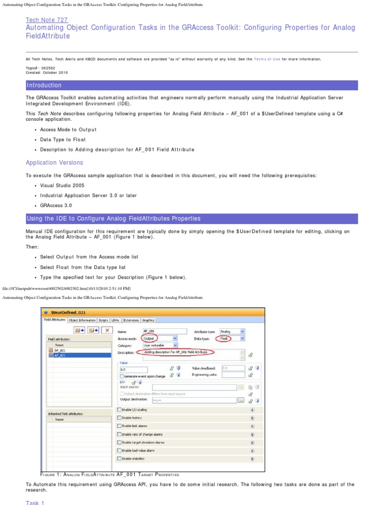 Tech Note 727 - GRAccess Configuring Analog Field Attributes | PDF ...