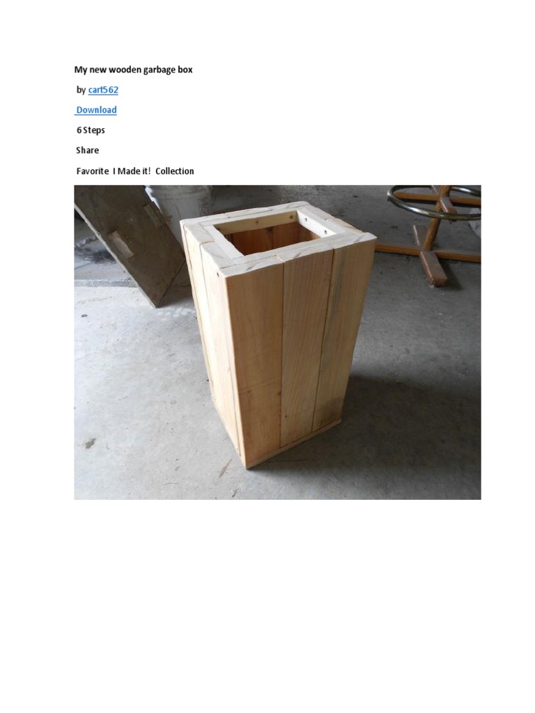 DIY Wooden Garbage Box Plans | PDF | Tools | Wood