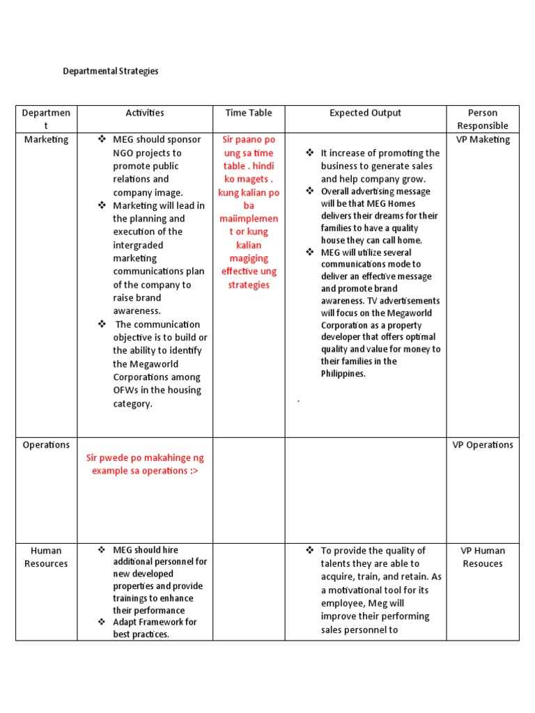 Departmental Strategies | PDF | Sales | Marketing