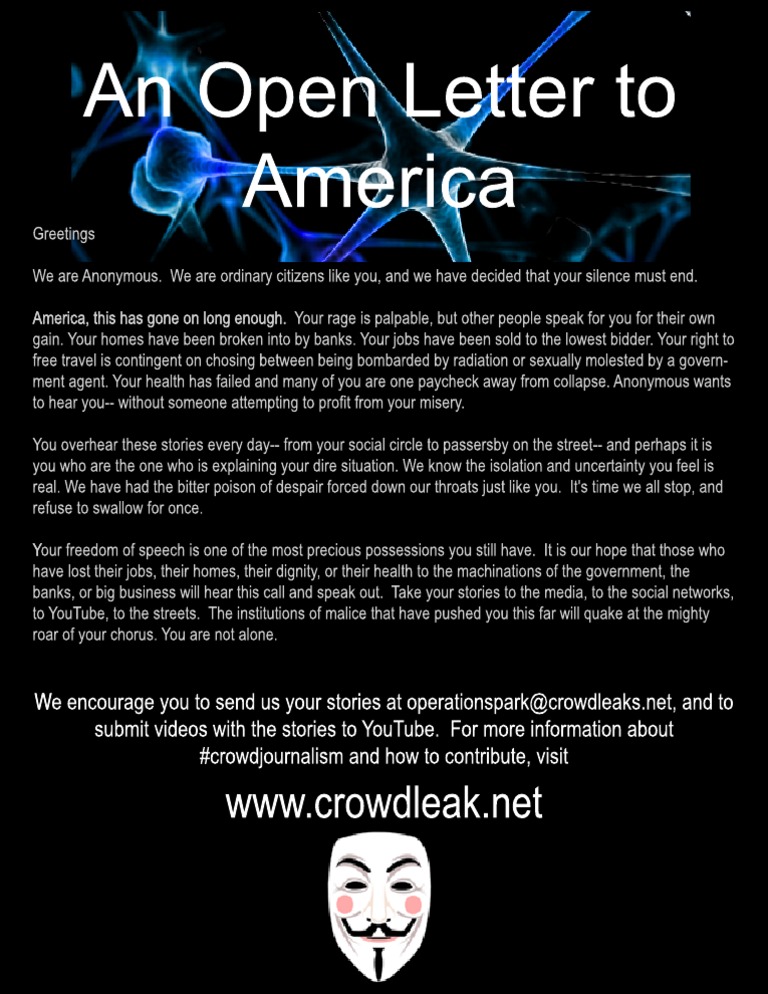 Open Letter to America: Speak Out | PDF