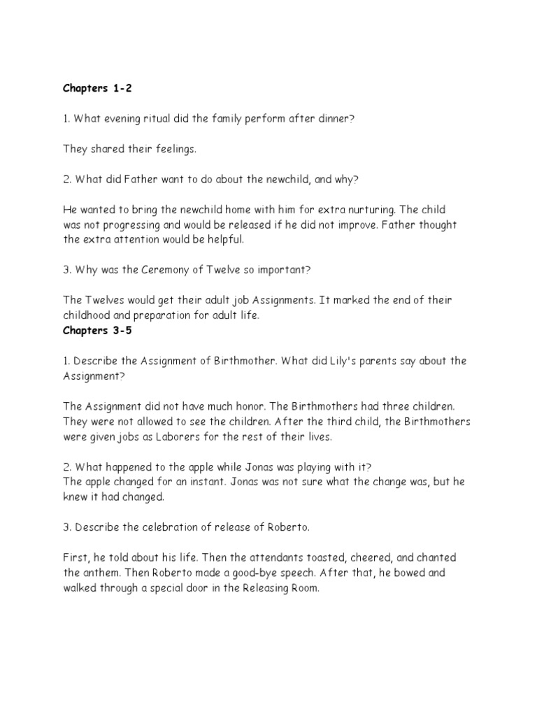 The Giver Questions | PDF | The Giver