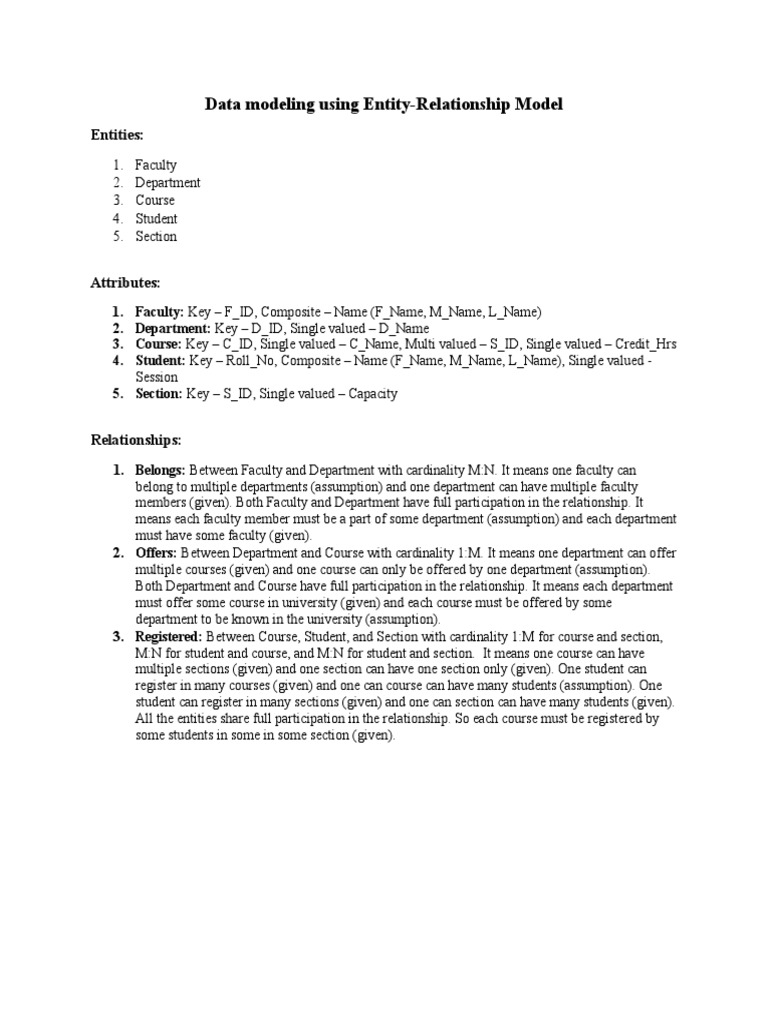 Data Modeling Using Entity-Relationship Model: Entities | PDF