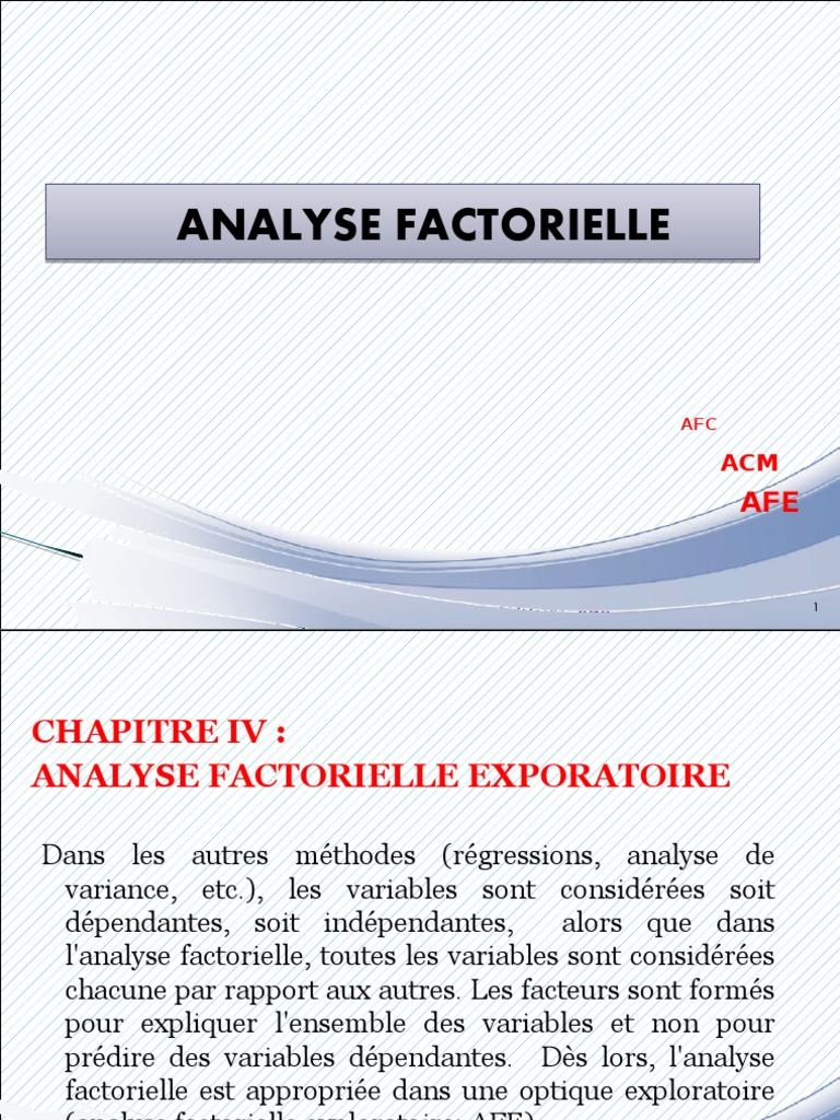 Afe Acp | PDF | Corrélation (statistiques) | Analyse en composantes ...