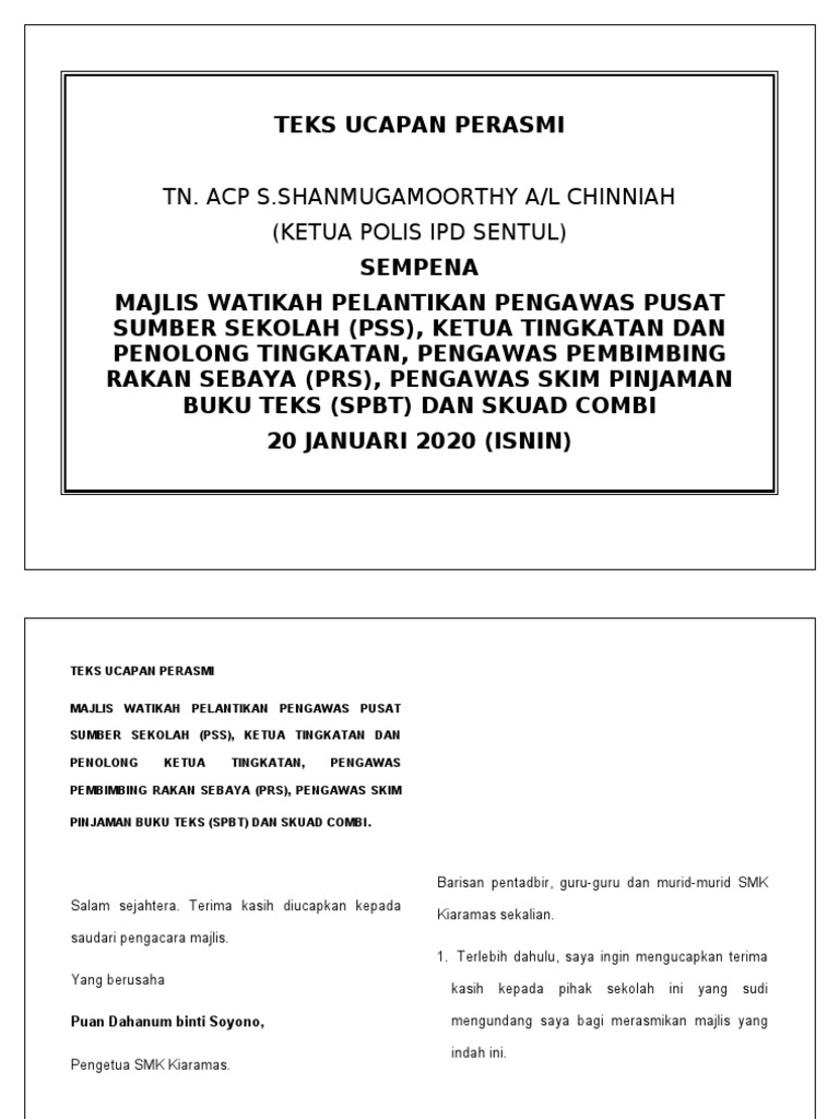 Teks Ucapan Perasmi | PDF