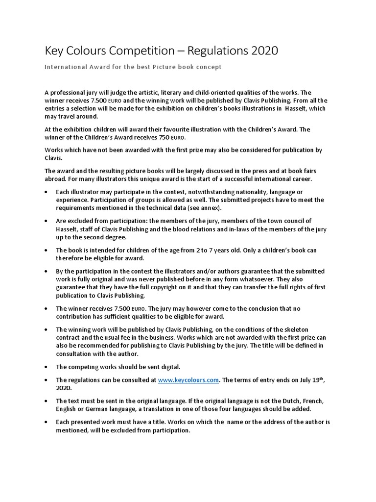 Key Colours Competition - Regulations 2020: International Award For The ...