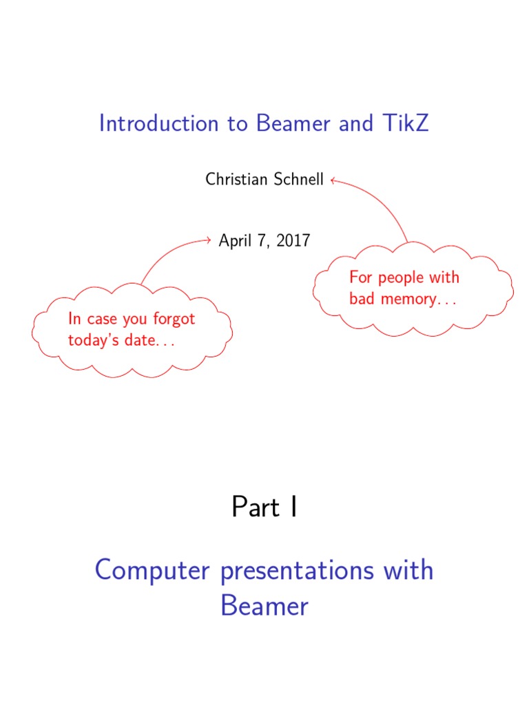 Introduction To Beamer and Tikz: Christian Schnell | PDF | Vertex (Graph Theory) | Theoretical ...