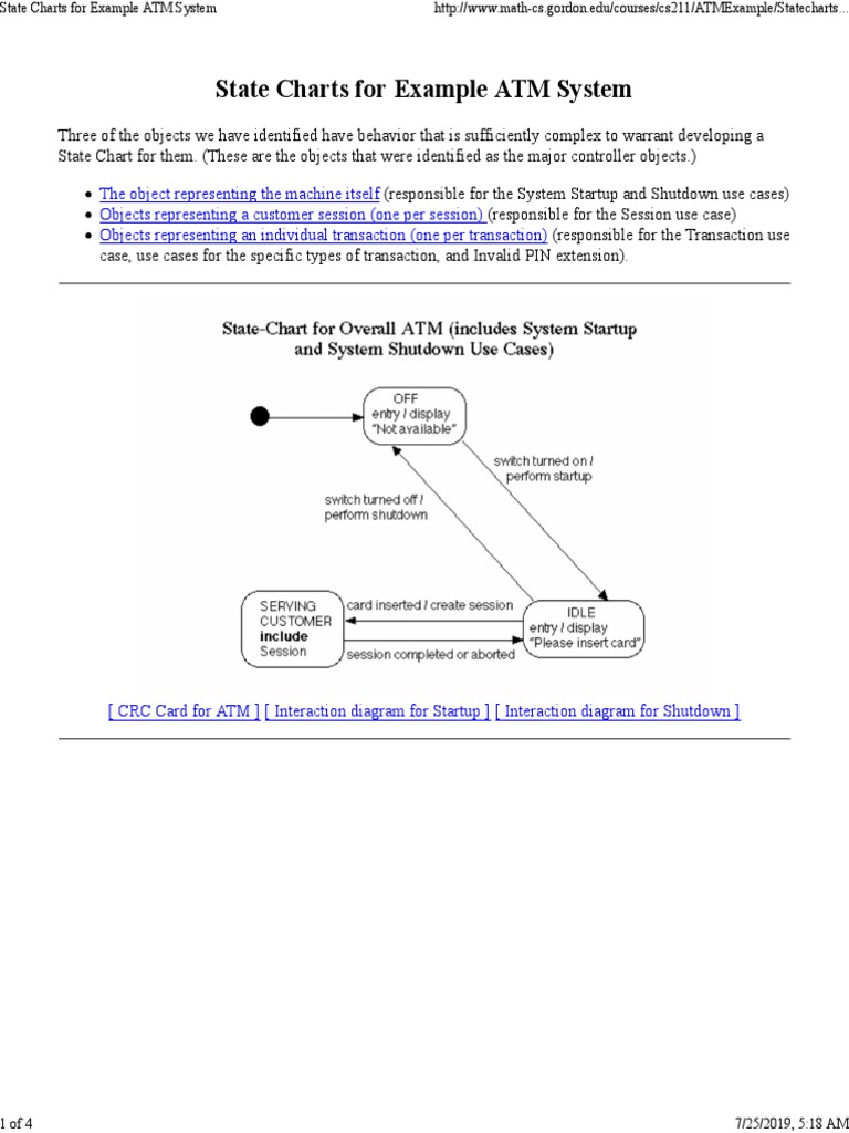 State Charts For Example ATM System | PDF | Automated Teller Machine ...
