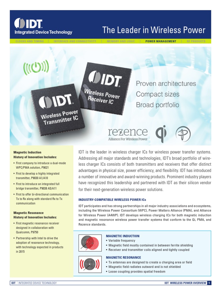 IDT Wireless-Power PRB 20150415 PDF | PDF | Battery Charger | Wireless