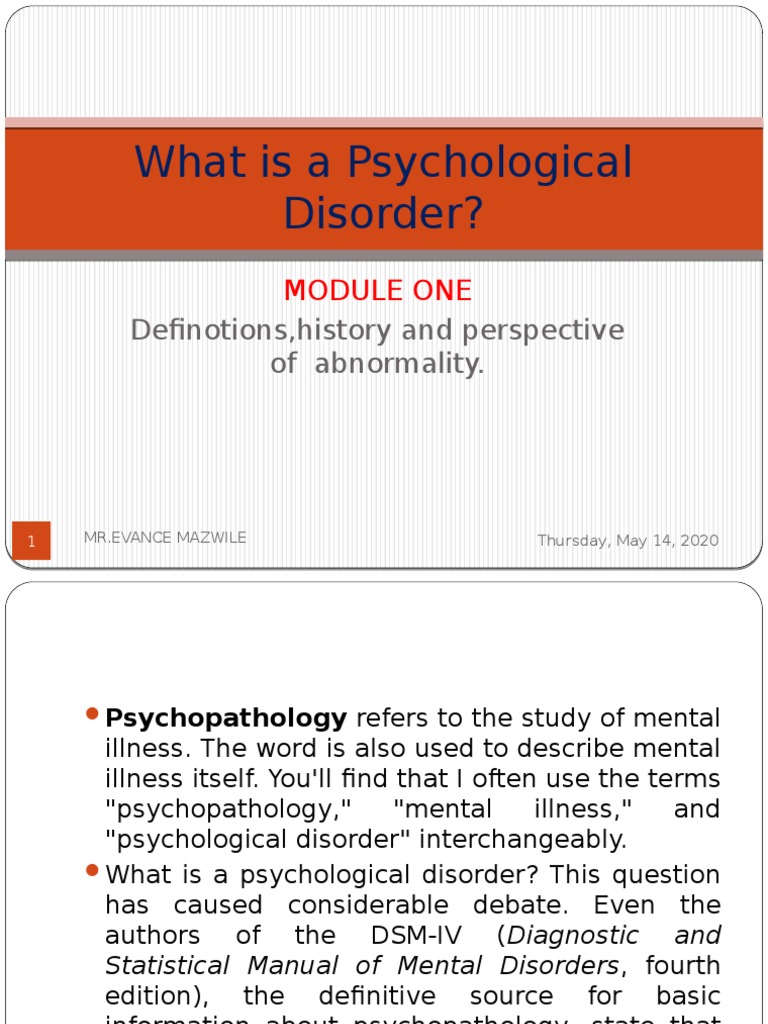 What Is A Psychological Disorder?: Definotions, History and Perspective ...