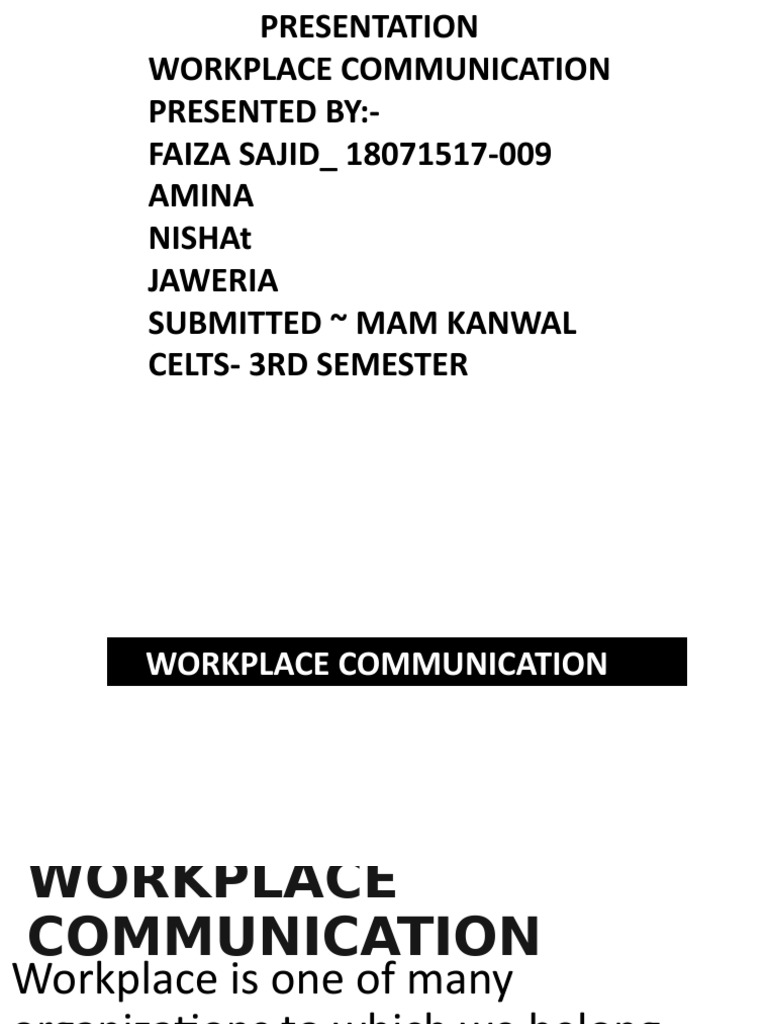 Workplace Communication | PDF