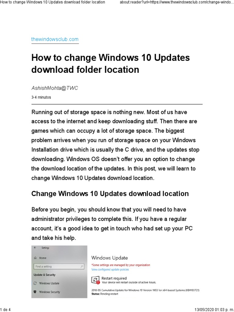 How To Change Windows 10 Updates Download Folder Location | PDF ...