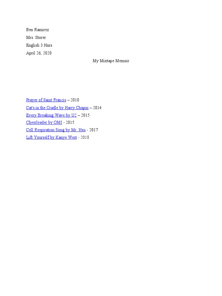 Mixtape Memoir | PDF | Entertainment (General)