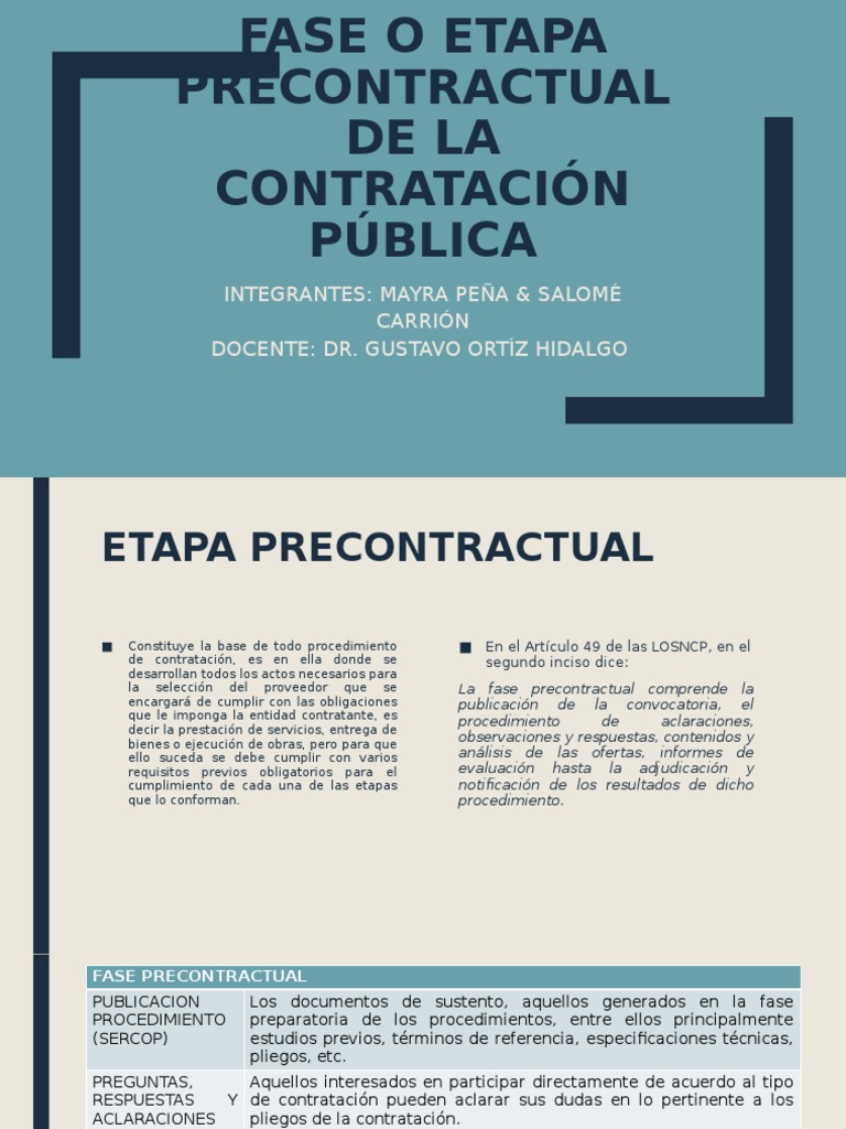 Fase o Etapa Precontractual de La Contratación Pública | PDF | Gobierno | Business