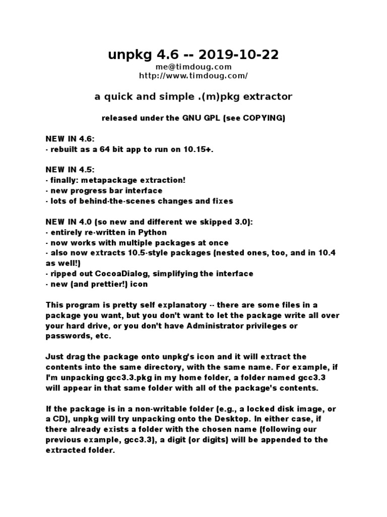 Unpkg 4.6 - 2019-10-22: A Quick and Simple - (M) PKG Extractor | PDF ...