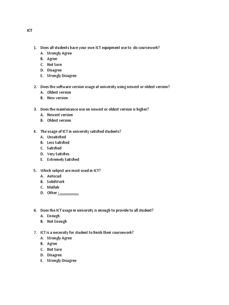 ICT Questionnaire | PDF | Art | Computers