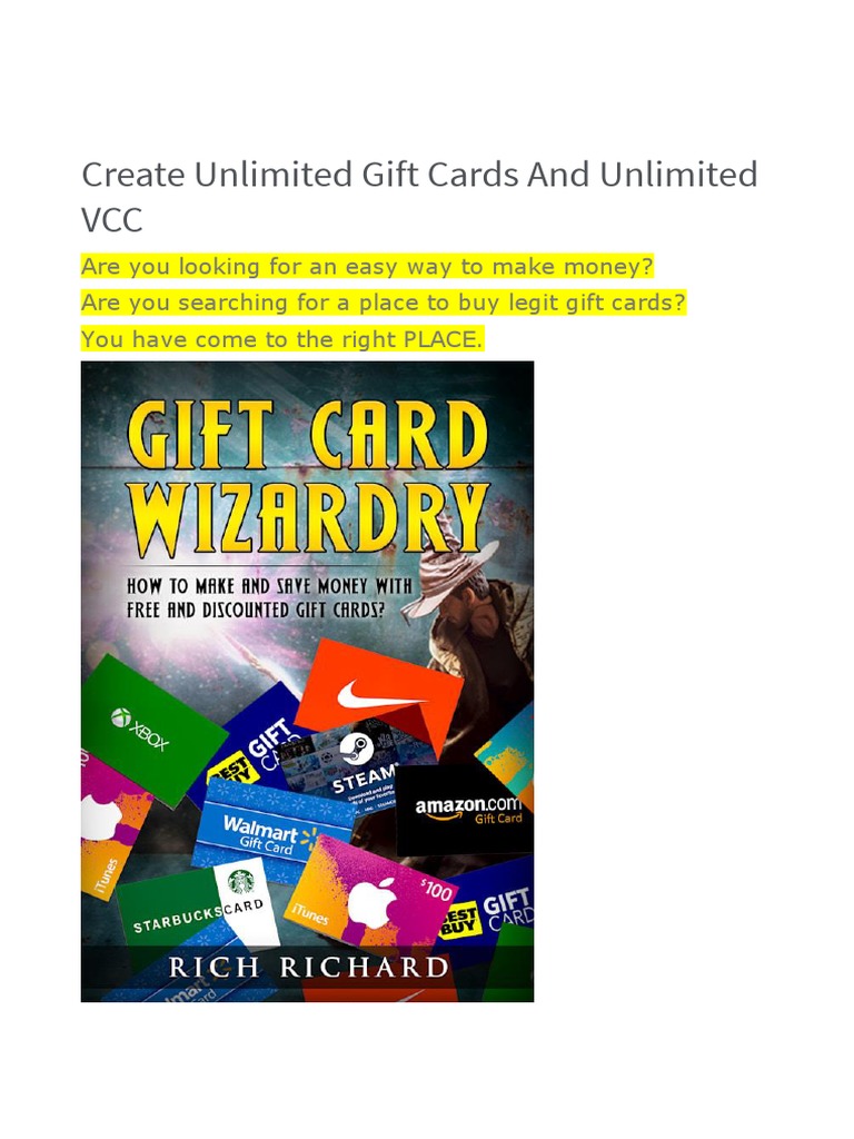 Create Unlimited Gift Cards and Unlimited VCC | PDF