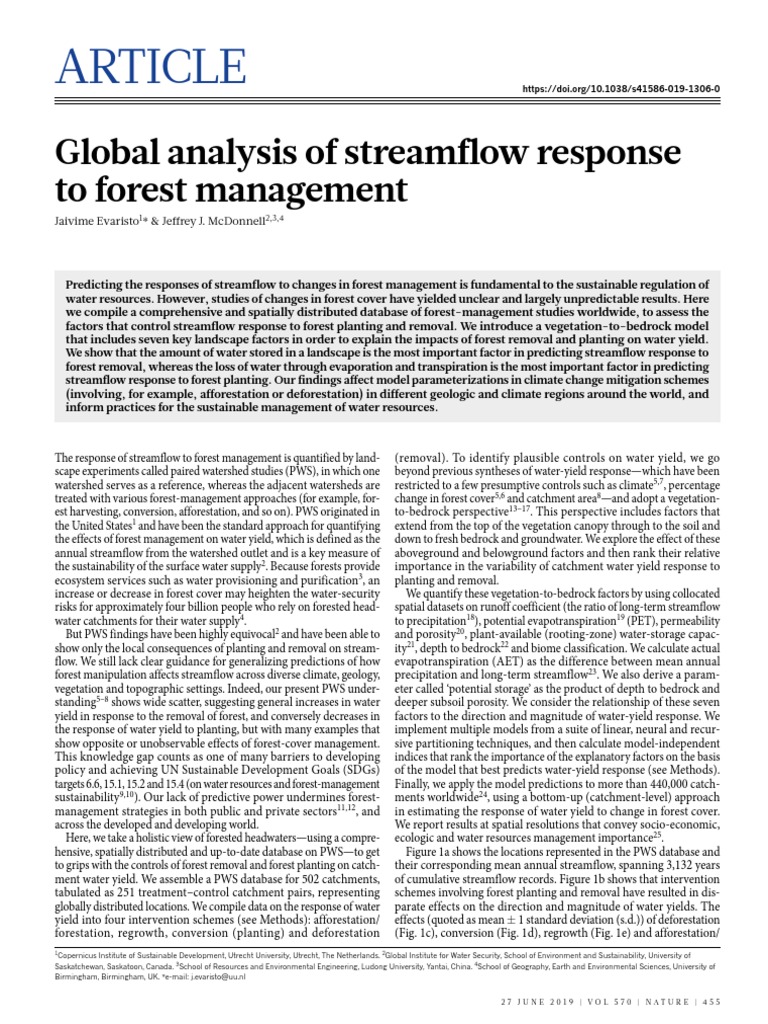 Article: Global Analysis of Streamflow Response To Forest Management ...