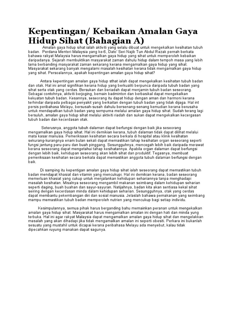 Contoh Karangan Gaya Hidup Sihat | PDF Contoh Karangan Gaya Hidup Sihat | PDF
