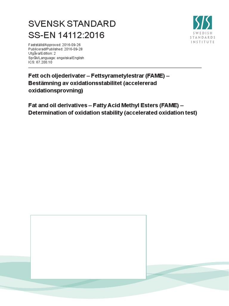 EN 14112 - Oxidation Stability | PDF
