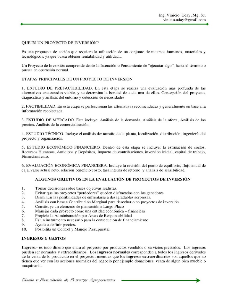 Proyecto de Inversión (Van, Tir, Relacion-Costo, Beneficio) | PDF