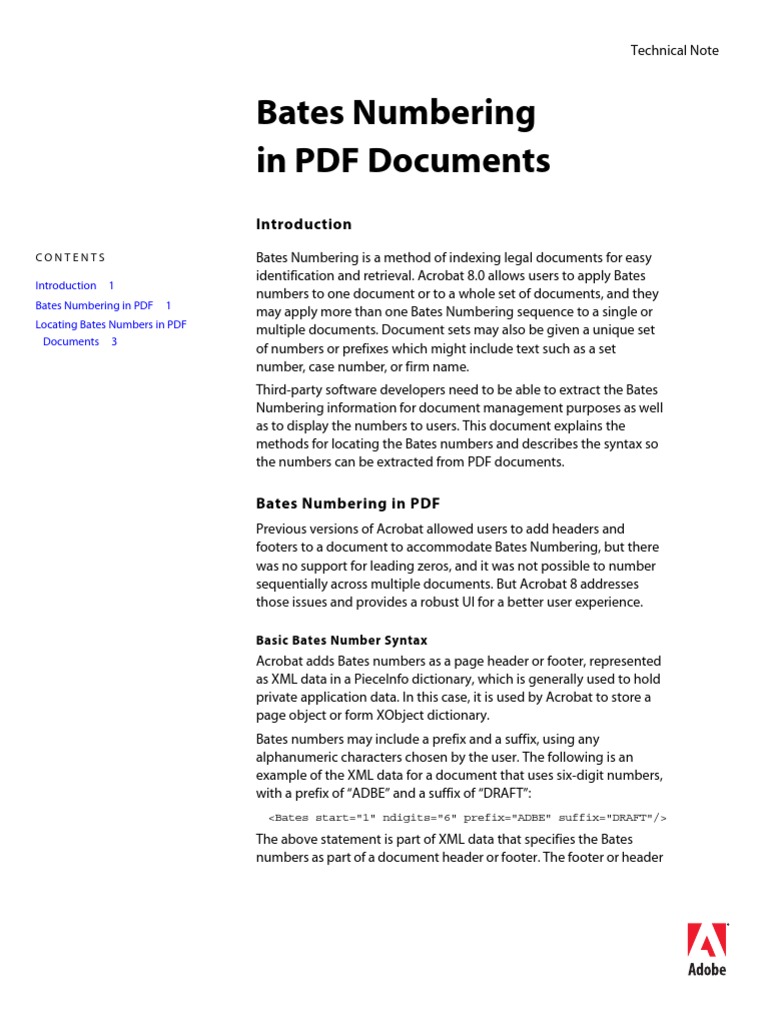 Bates Numbering in PDF 1 Locating Bates Numbers in PDF Documents 3 ...