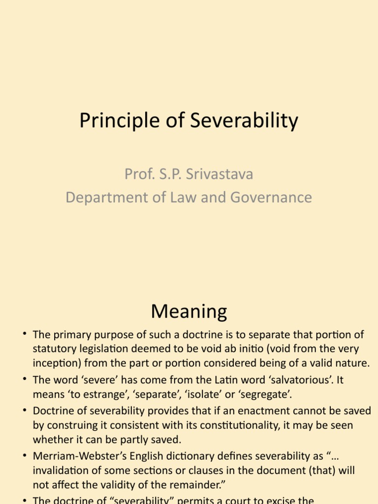 Principle of Severability | PDF | Constitutionality | Common Law