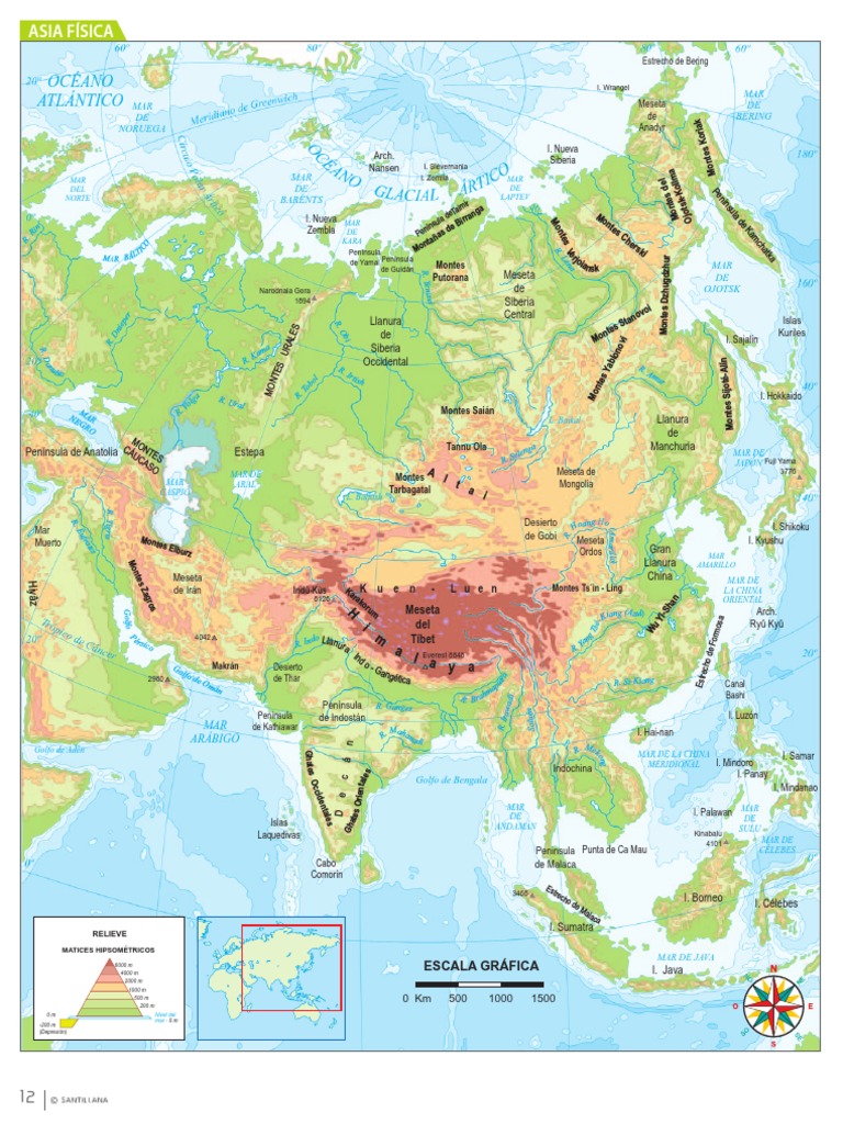 Mapa De Las Formas Del Relieve De Asia