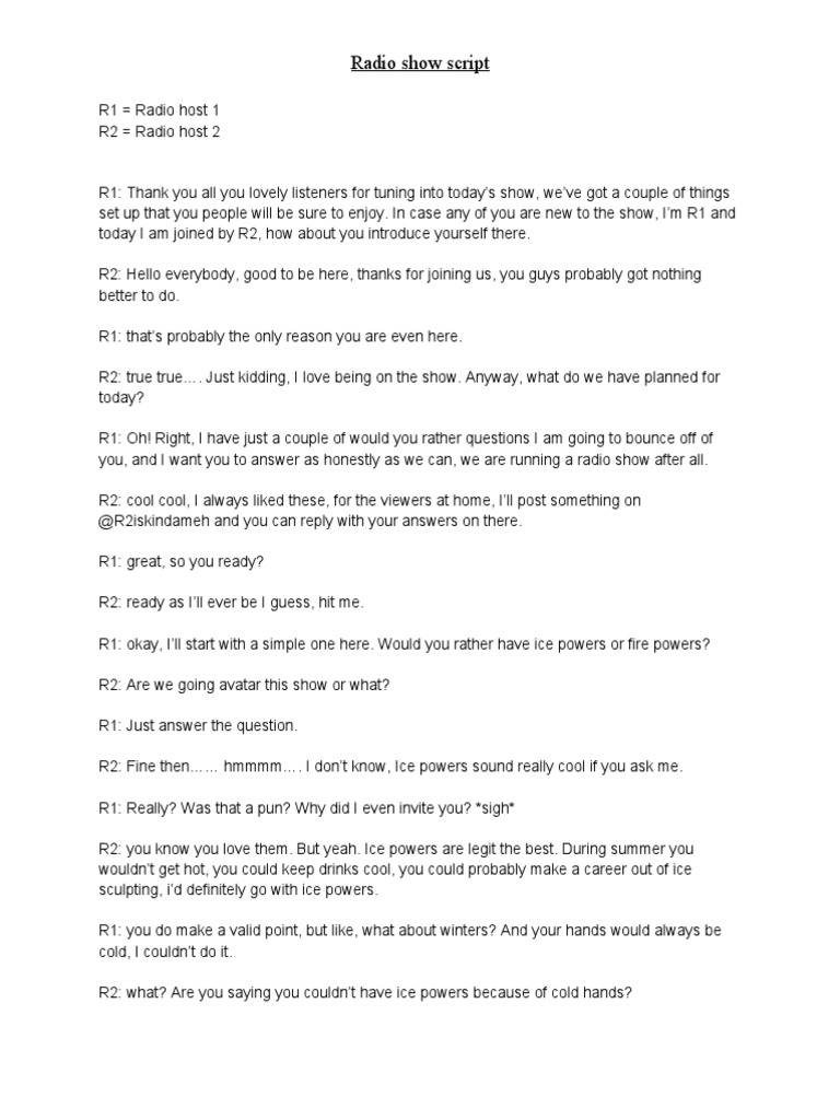 Radio Show Script | PDF