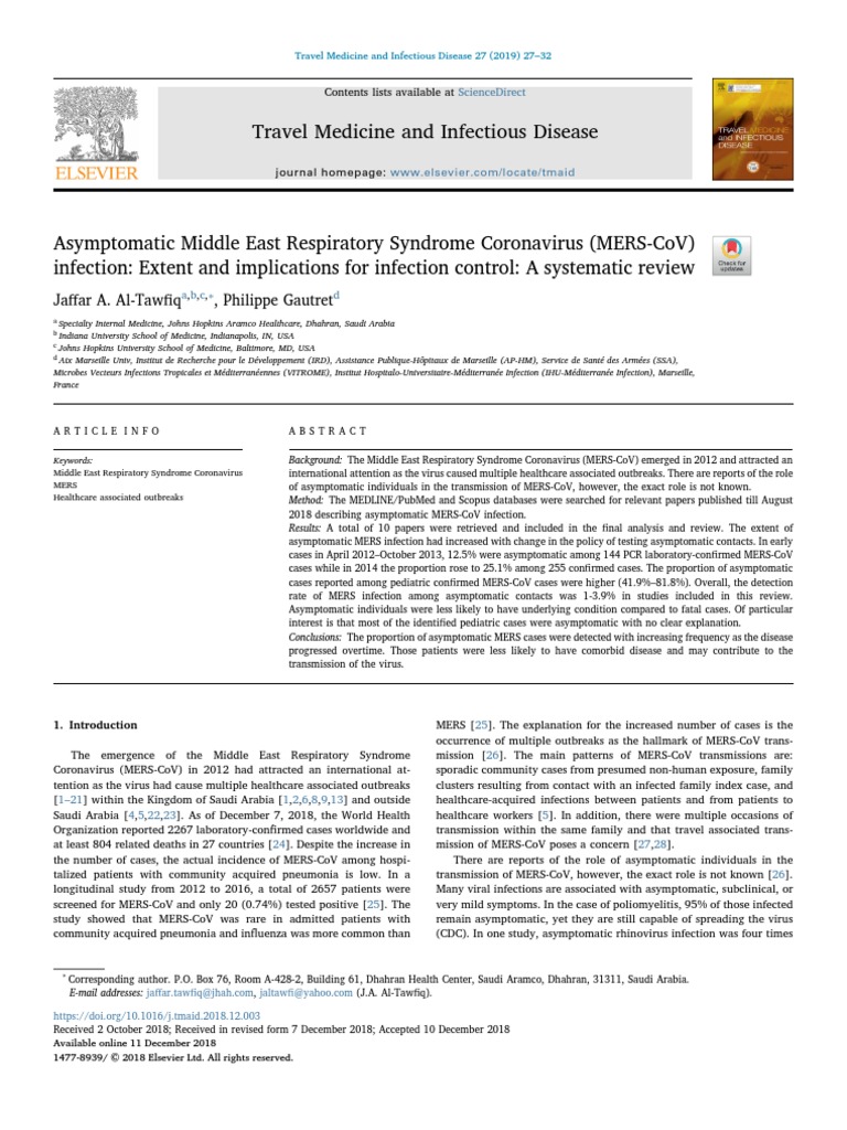 Travel Medicine and Infectious Disease: Sciencedirect | PDF | Infection ...