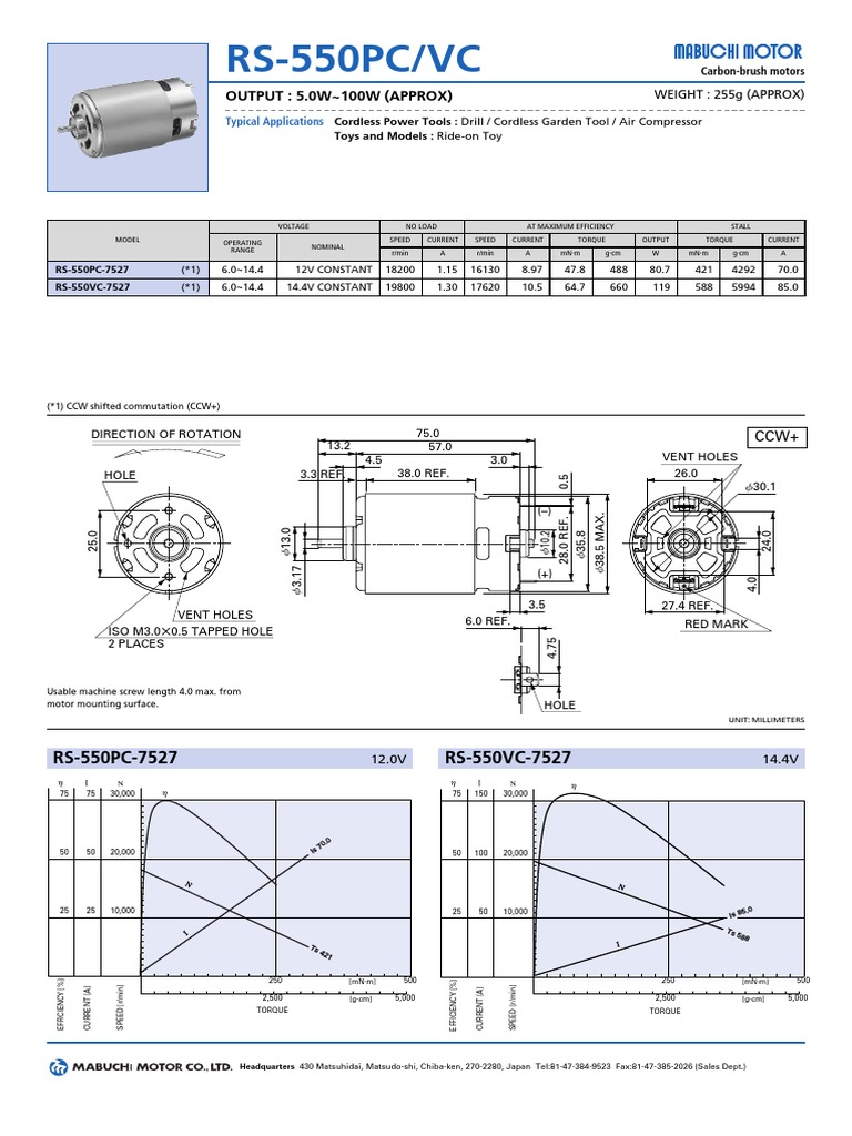 RS-550PC/VC: Output: 5.0W 100W (Approx) | PDF | Electric Motor ...