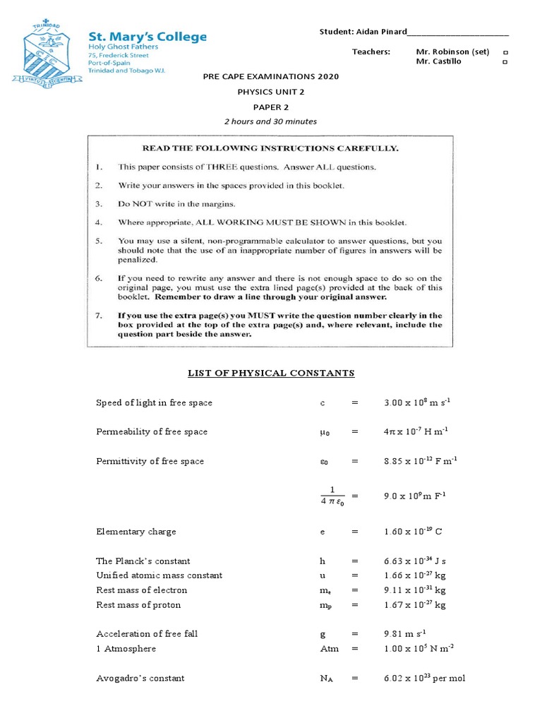 2 Hours and 30 Minutes: List of Physical Constants | PDF ...