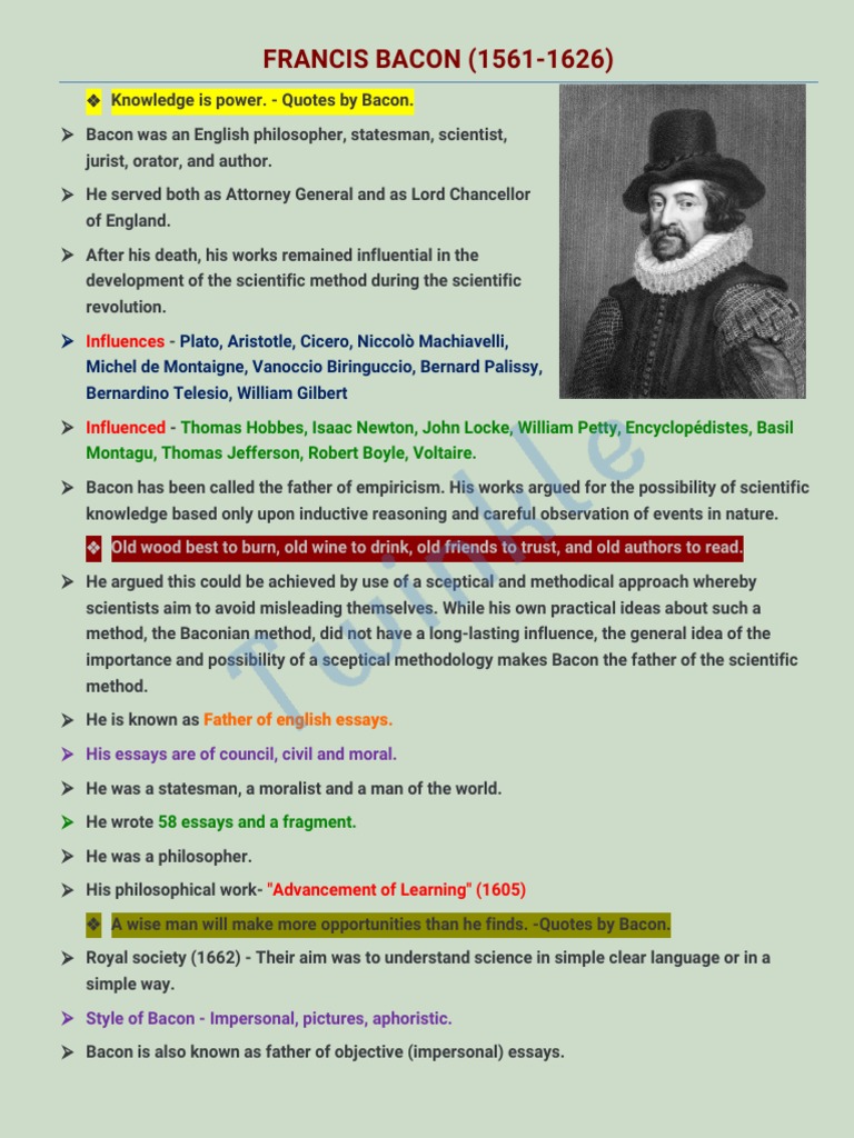 Bacon's Influence on the Scientific Method | PDF