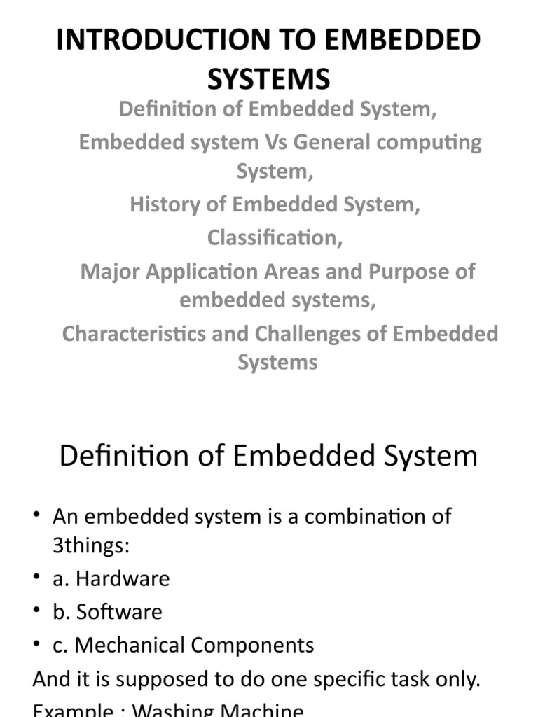 Introduction To Embedded Systems | PDF | Embedded System | System On A Chip