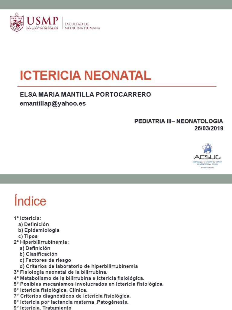 2.1 Ictericia Neonatal - Dra. Mantilla | PDF | Enfermedades y trastornos | Especialidades Medicas