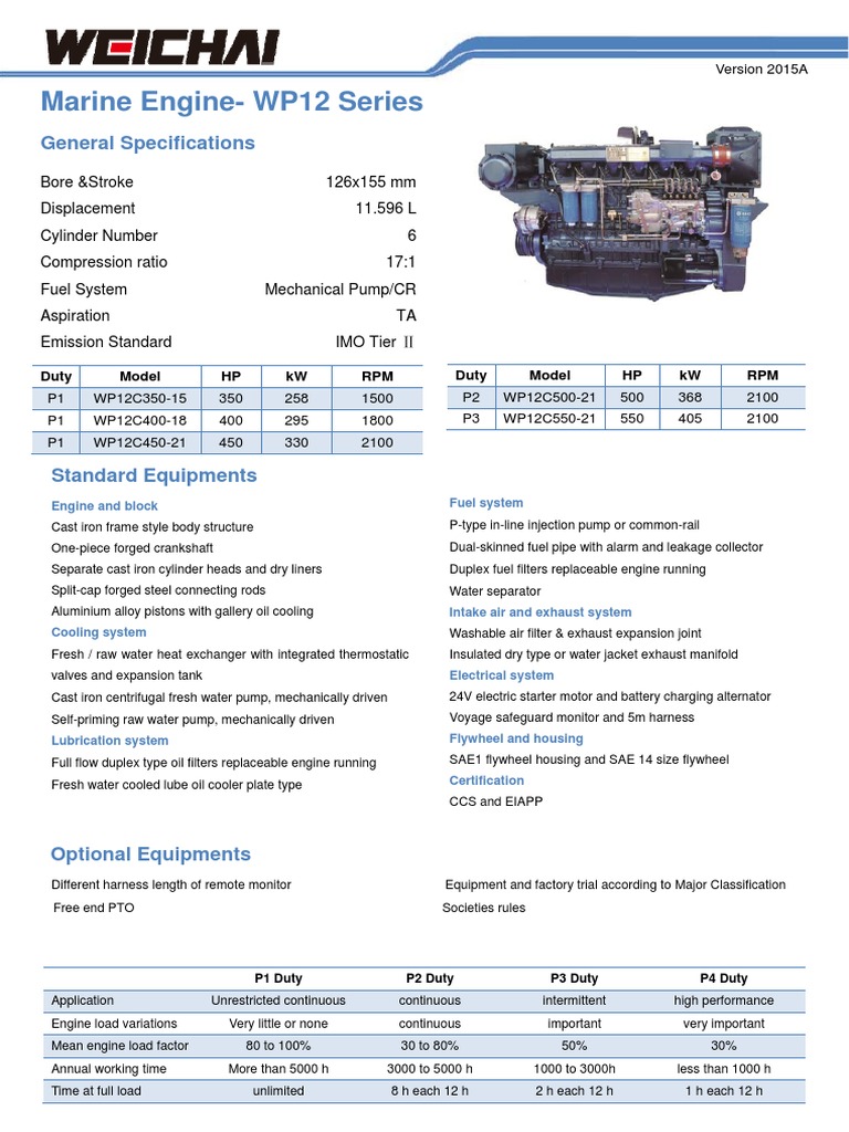 Marine Engine-WP12 Series: General Specifications | PDF | Engines ...