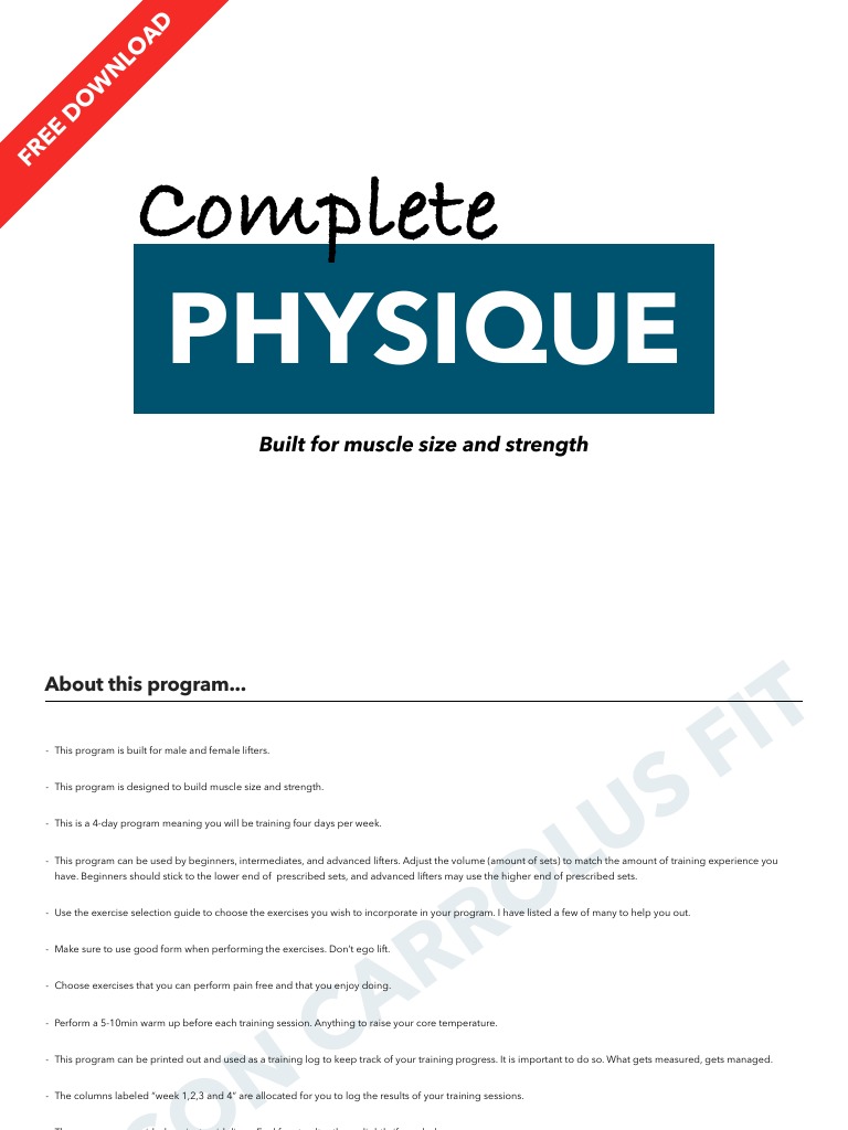 Complete Physique Training Program | PDF | Recreation | Physical Exercise