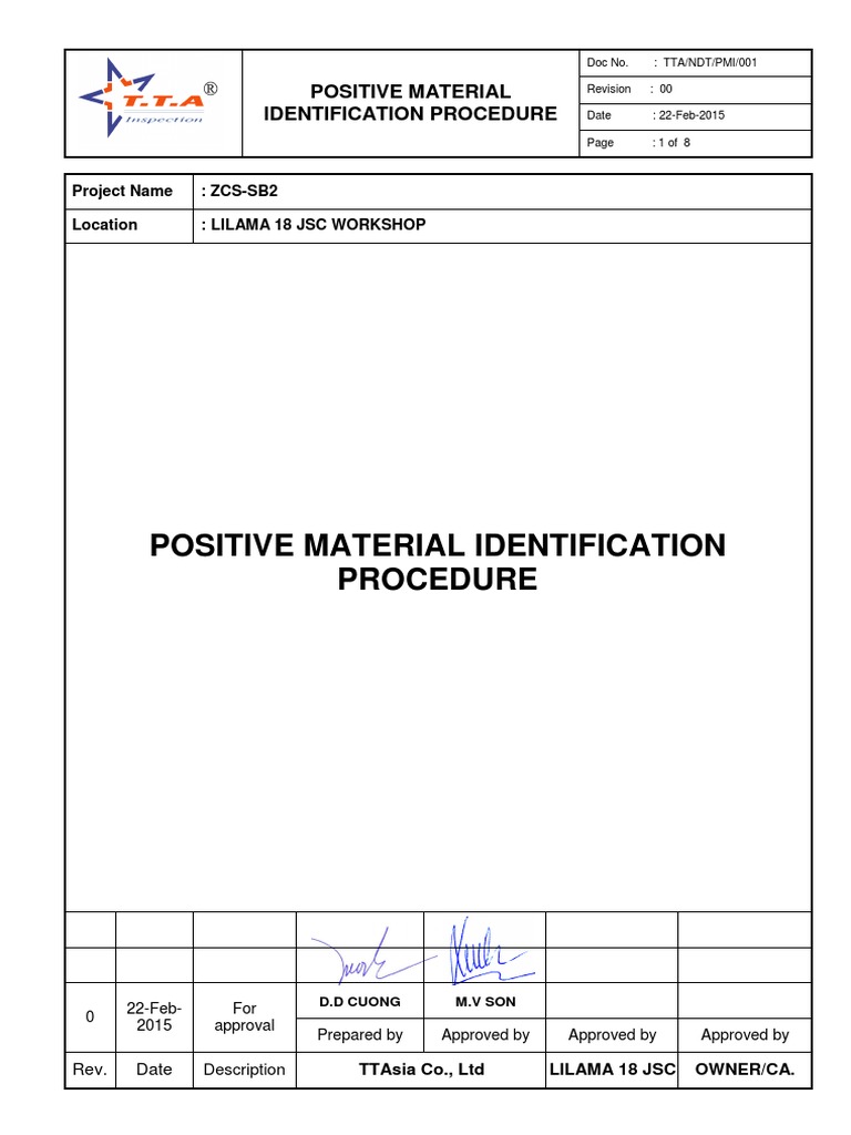 TTA-NDT-PMI-001 Rev.00 PDF | PDF | Nondestructive Testing | Welding