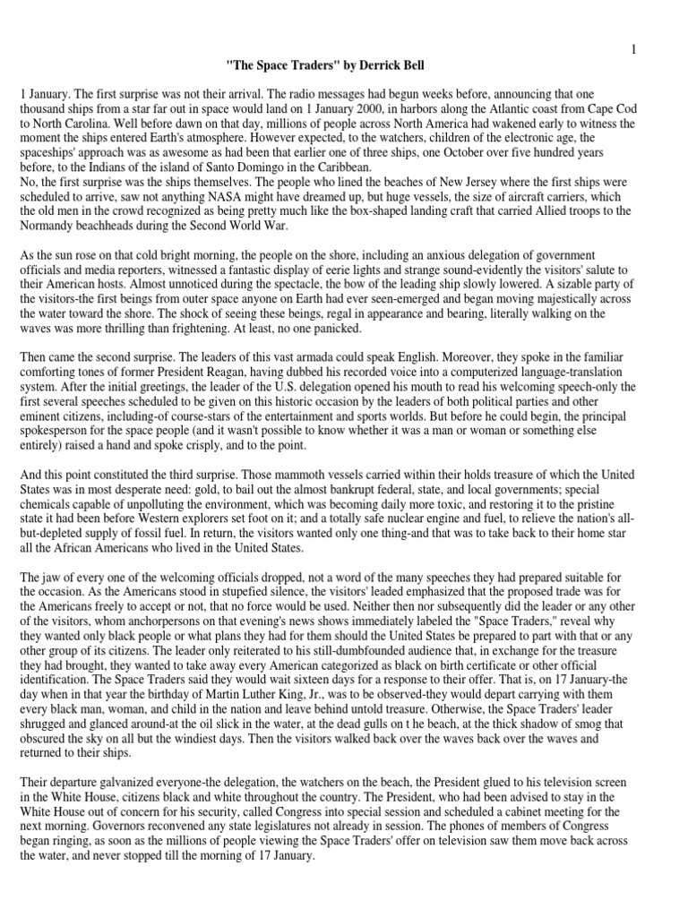 The-Space-Traders Derrick Bell PDF | PDF | Presidents Of The United ...