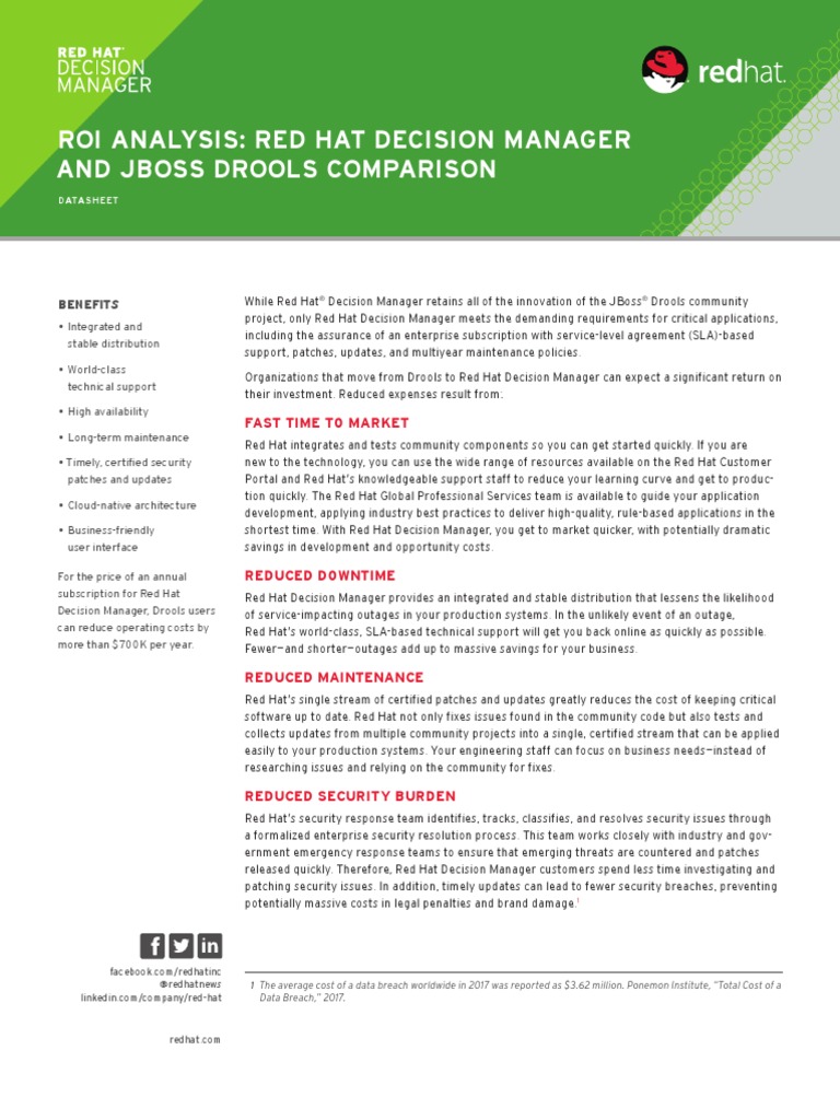 Roi Analysis: Red Hat Decision Manager and Jboss Drools Comparison ...