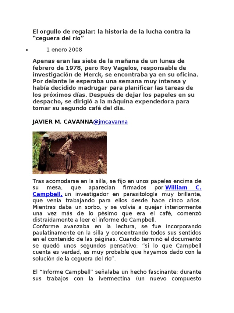 Ceguera de Ríos. El Orgullo de Regalar | PDF | Ciencias de la Salud ...