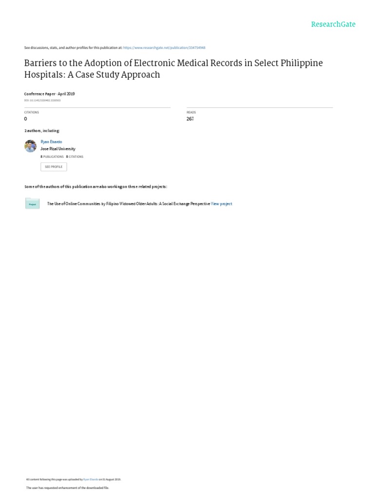 Barriers To The Adoption of Electronic Medical Records in Select ...