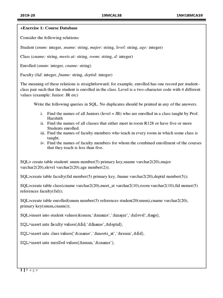 DBMS LAB Programs For Mca | PDF | Table (Database) | Software Design