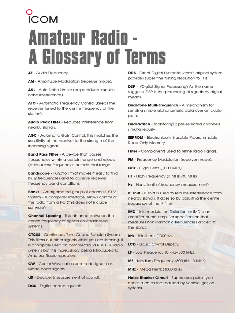 Amateur Radio - A Glossary of Terms | PDF | Filter (Signal Processing ... Amateur Radio - A Glossary of Terms | PDF | Filter (Signal Processing ...