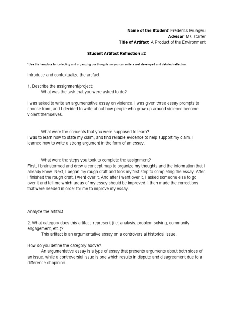 Artifact 2 | PDF | Essays | Argument