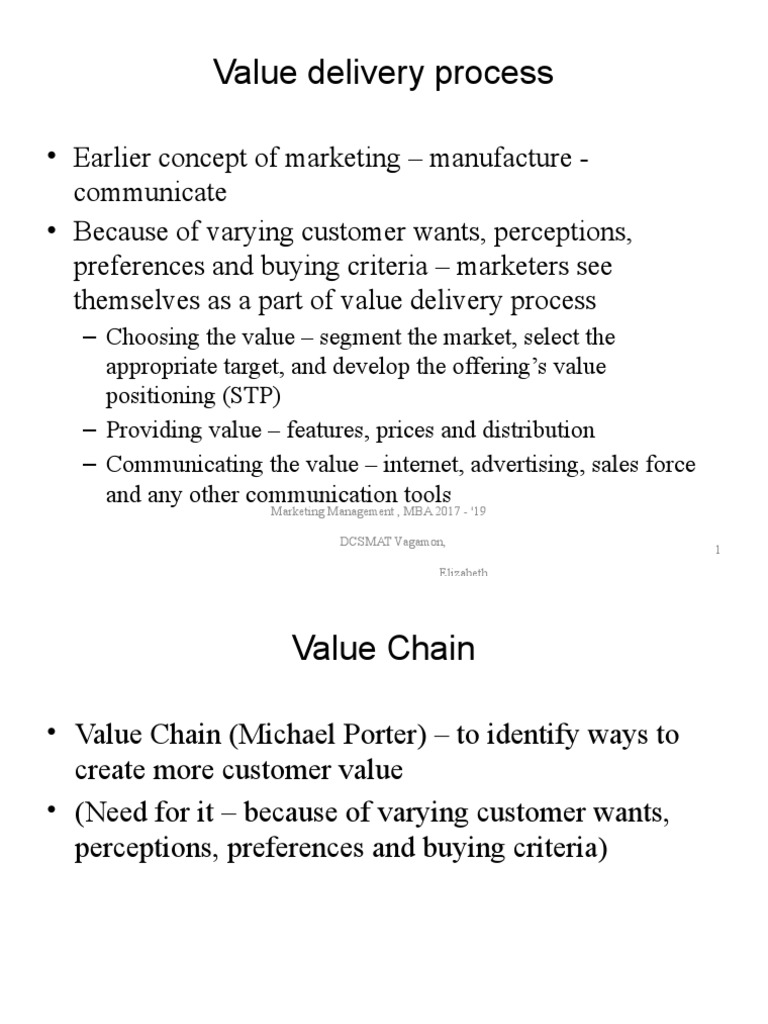 Value Delivery Process in Marketing | PDF | Value Chain | Marketing