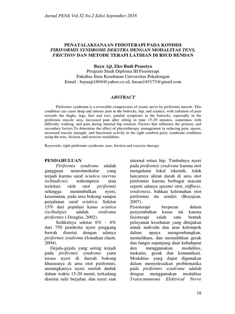 Fisioterapi Piriformis Syndrome di RSUD | PDF | Sains & Matematika