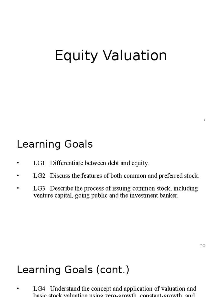 Understanding Equity Valuation Basics Pdf Stocks Preferred Stock